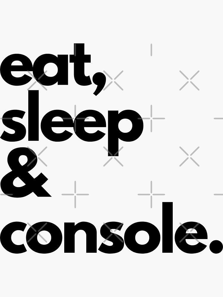 Pegatina «comer, dormir y consolar - fuente simple en blanco y negro ...