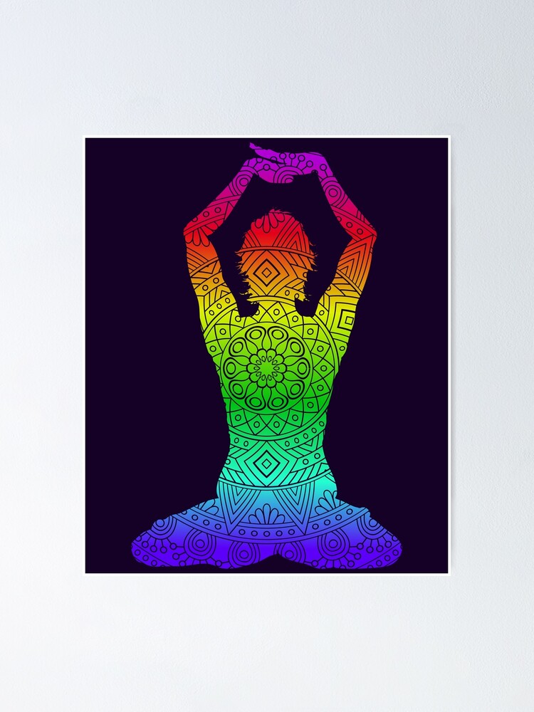 "Yoga day June 21 Mandalas yoga woman positive vibes colorfully" Poster ...