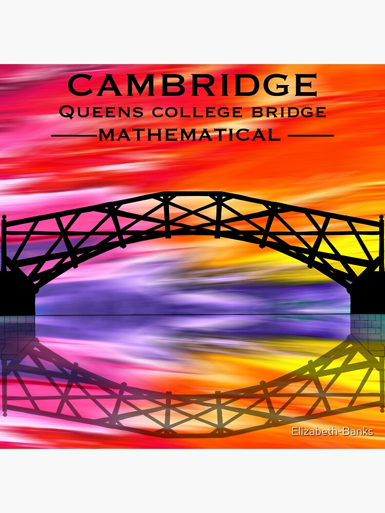 "Cambridge Queens College Mathematical bridge in Ink with a coloured ...
