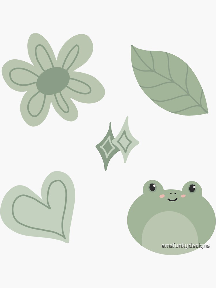 "pastel green sticker pack (plus frog!)" Sticker for Sale by ...