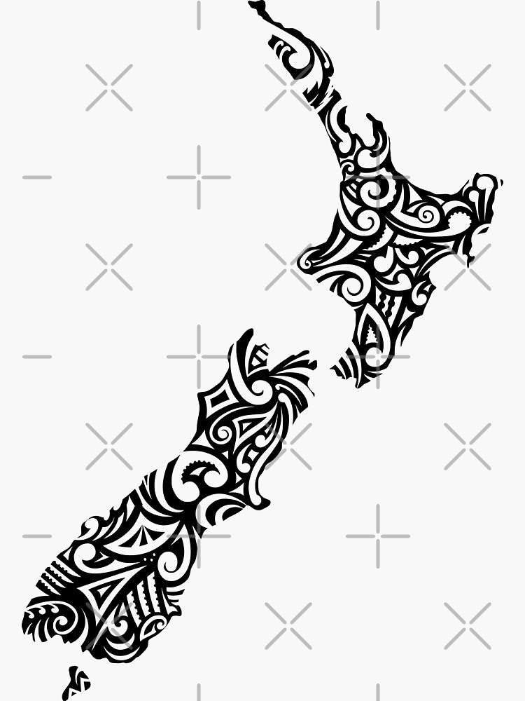 "Stylised Map Of New Zealand Koru Pattern" Sticker for Sale by Kiwidom ...