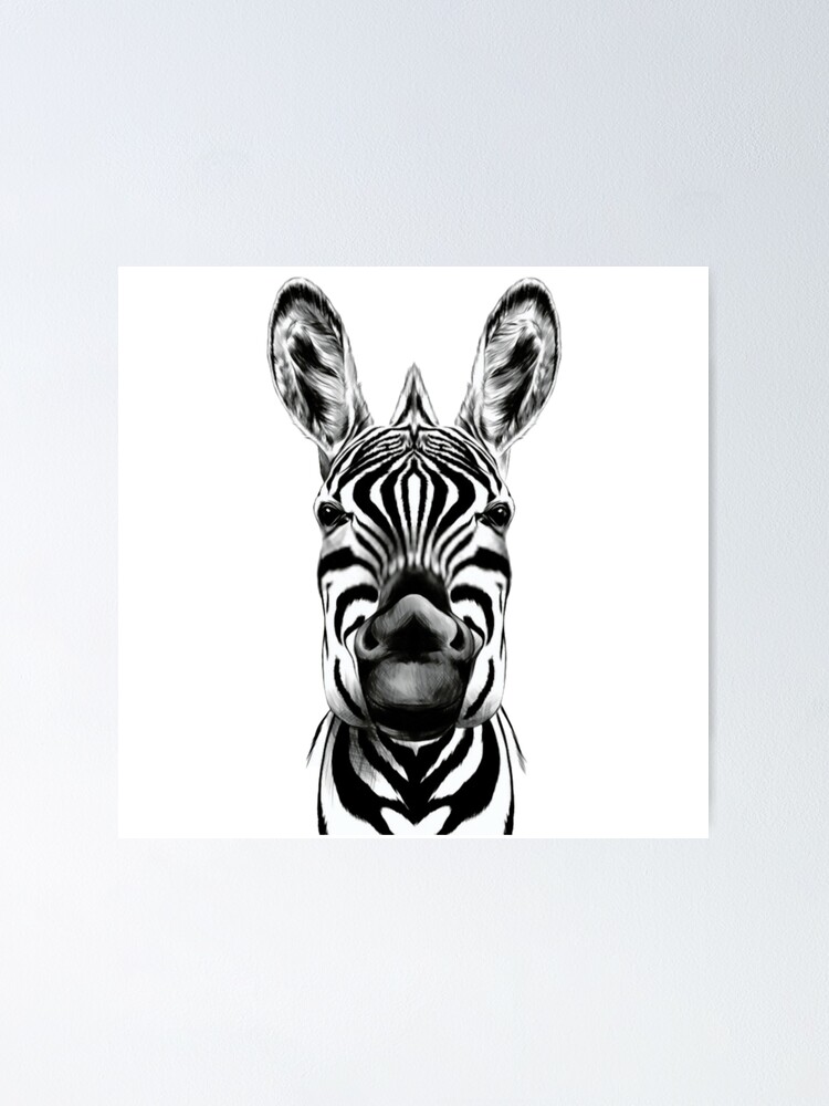"good Zebra smiling black and white face sketch vector" Poster for Sale ...