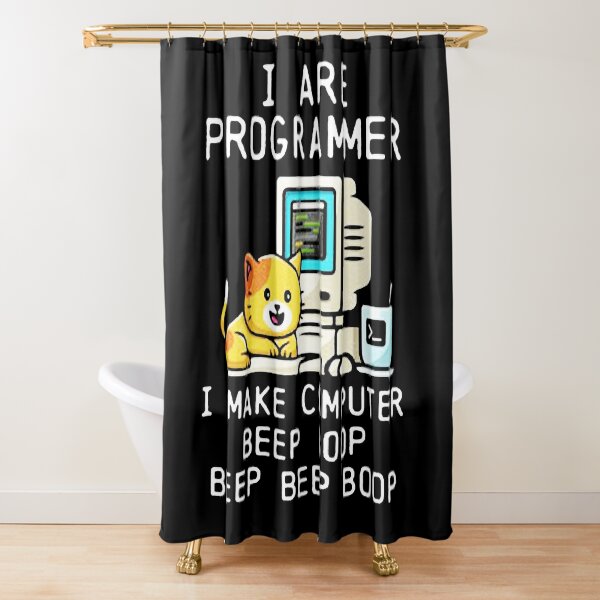 "Programmer Cat Beep Boop Coding" Shower Curtain for Sale by ...