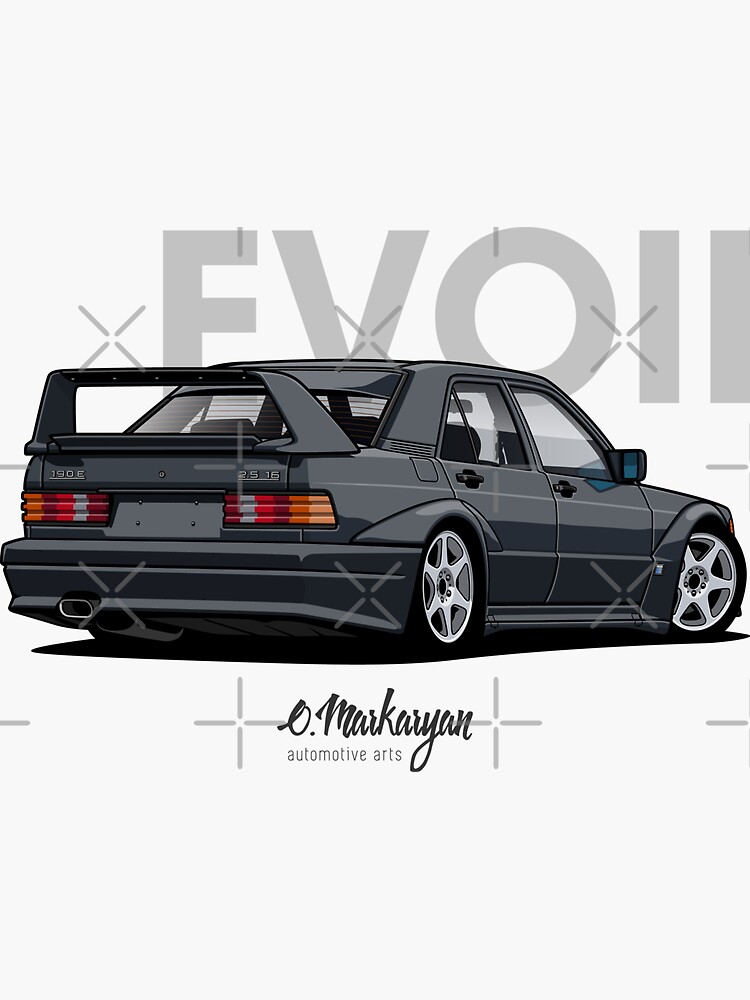 "190E Evo II (black)" Sticker for Sale by OlegMarkaryan | Redbubble
