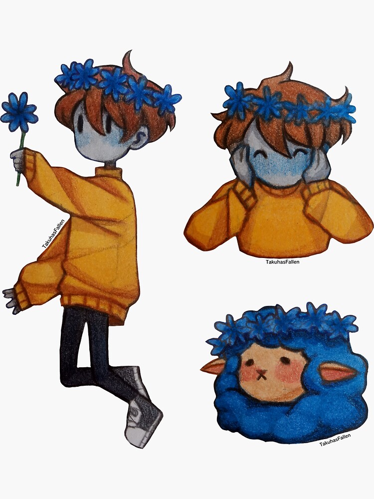 "Chibi Ghostbur and Friend with Flower Crowns Set" Sticker by Taku-has ...