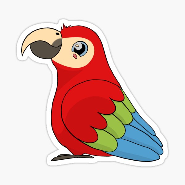 "Cute Happy Parrot" Sticker by CozyFrogWizard | Redbubble