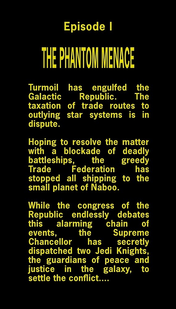 "Episode I Opening Crawl Text" by UnconArt | Redbubble