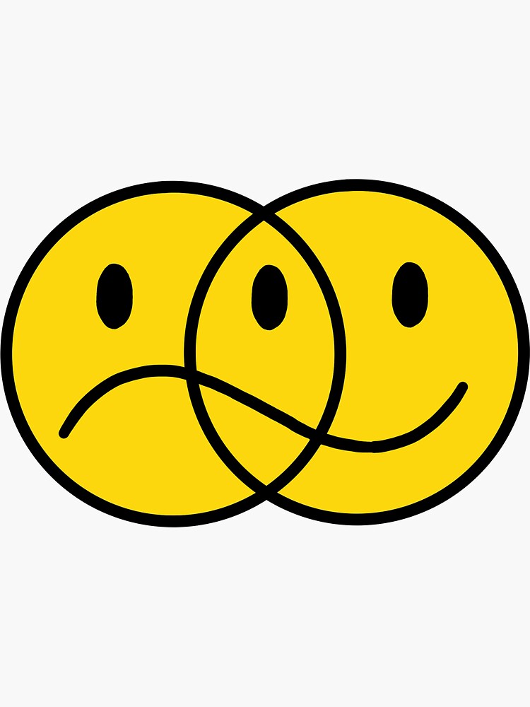 "Happy & Sad Face" Sticker by elle-dee-art | Redbubble