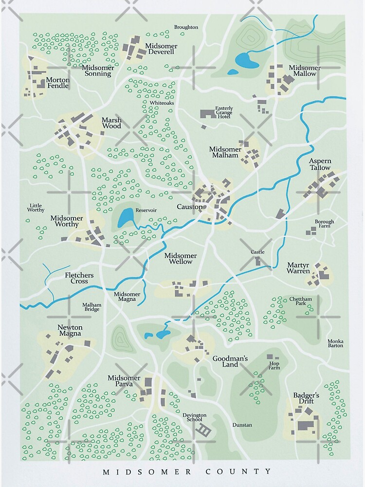 "Midsomer Murders Locations Map" Sticker by goldnerloma | Redbubble