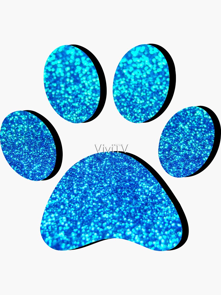 "Blue Glitter Paw Print" Sticker by ViviTV | Redbubble