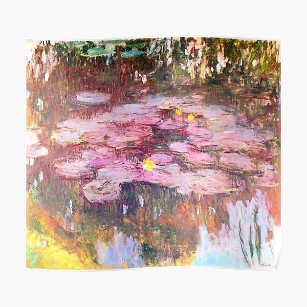 "Pink Water Lilies - Claude Monet - French Painters Art" Poster by ...