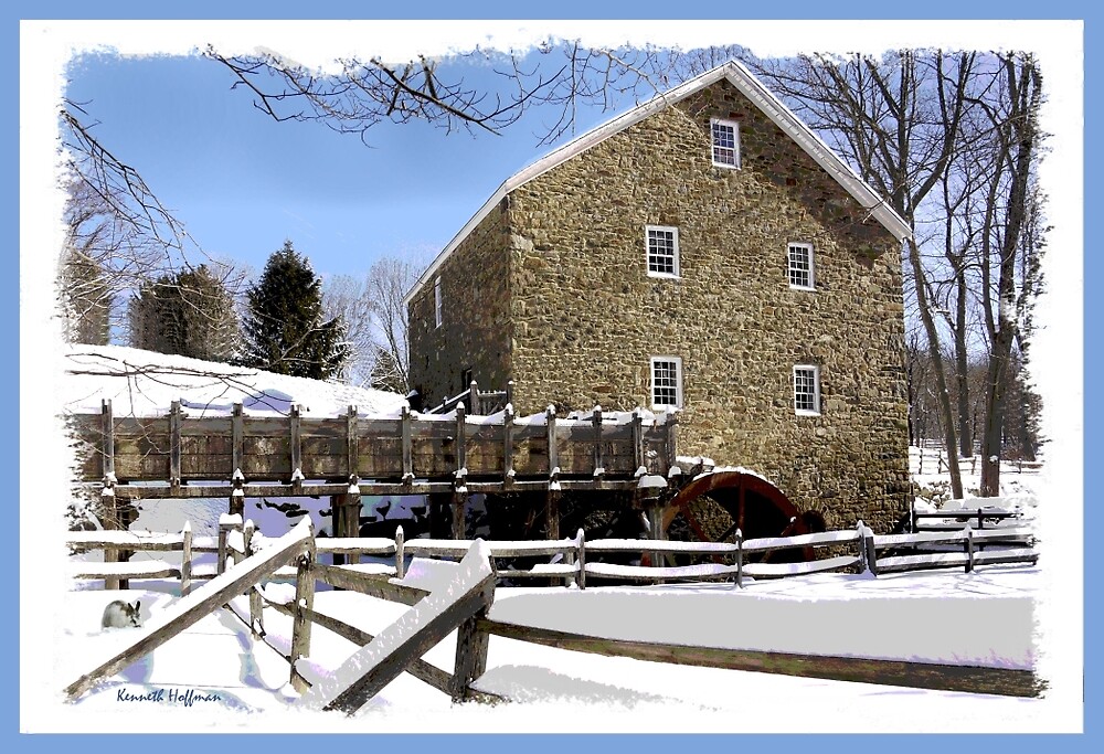 "Grist Mill in Winter" by Kenneth Hoffman | Redbubble