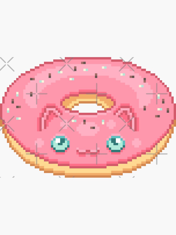 "Strawberry Sprinkle Pixel Cat Donut" Sticker by Skandalakis | Redbubble