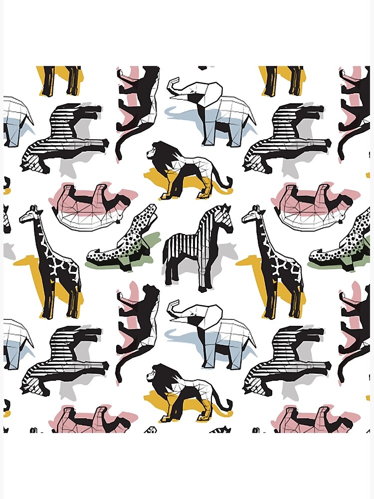 "Safari geo animal pattern non directional design white background ...
