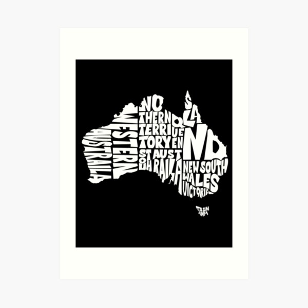 "Australia, Typography Australian, Map of Australia," Art Print for ...