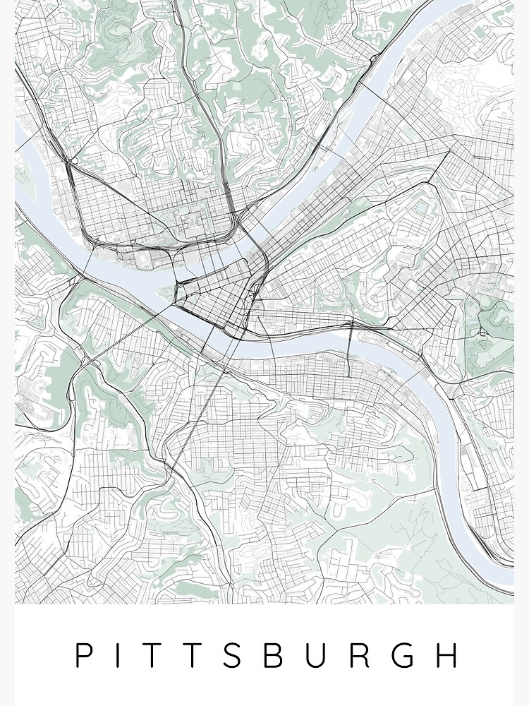 "Pittsburgh map minimalist in colour with blue and green" Poster for ...