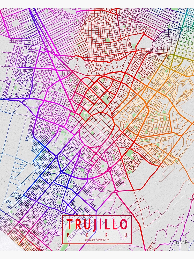 "Trujillo City Map of La Libertad, Peru - Colorful" Poster for Sale by ...
