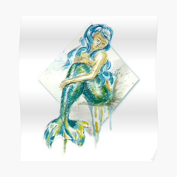 "mermaid mermaid fish tail sea fable woman illustration" Poster by ...