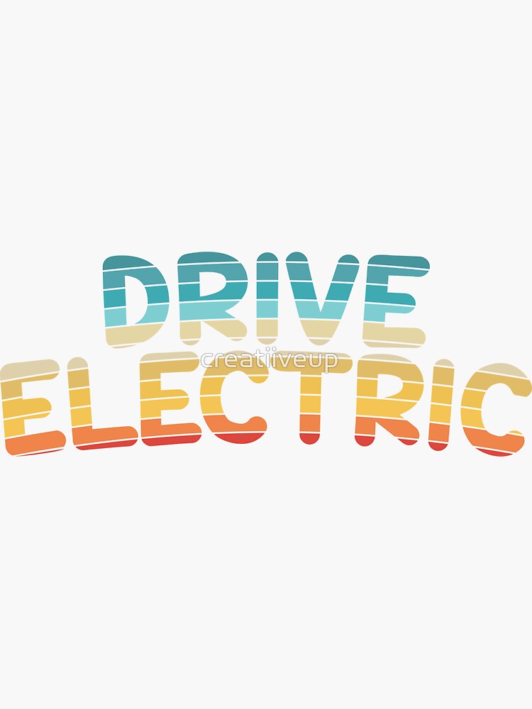 "Drive Electric Vehicle EV Car Gift Retro Sunset" Sticker for Sale by ...