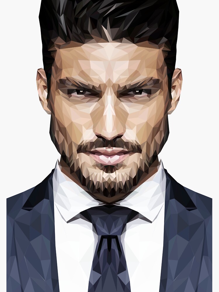 "Modern male model low poly" Sticker by shekularaz | Redbubble