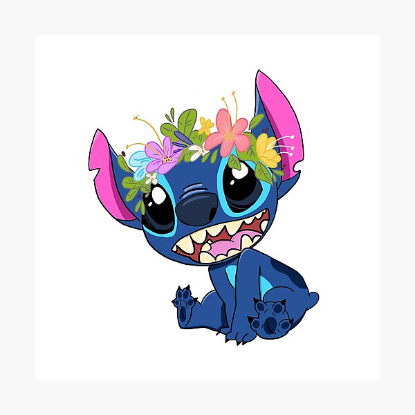 "Stitch Happy with flowers Sublimation Designs PNG format Graphic ...