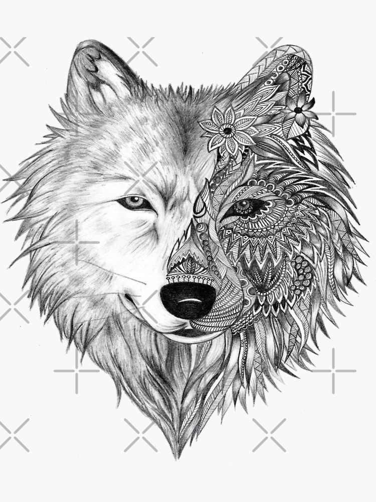 "Wolf art " Sticker by hooneey | Redbubble