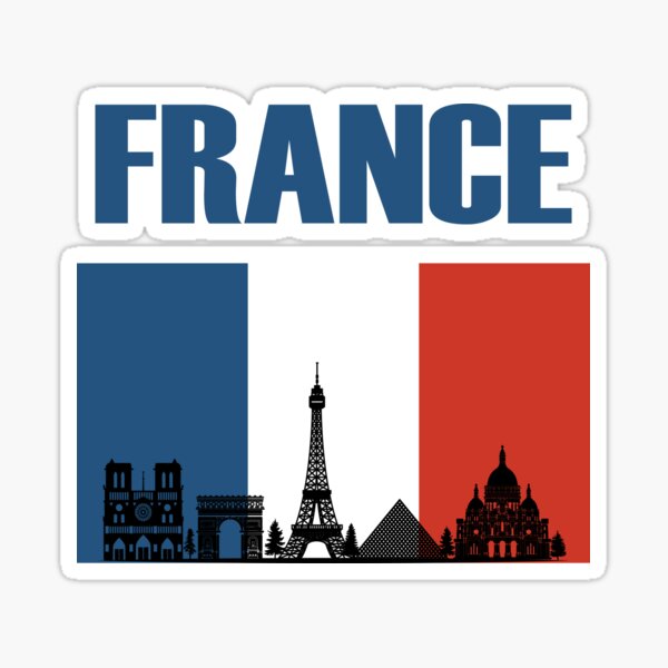 "France Travel - French Flag Paris Skyline" Sticker for Sale by ...