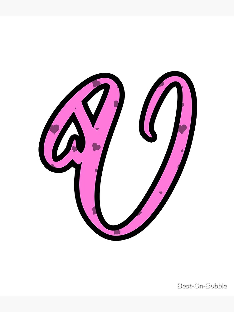 Póster «Letra V - Corazones de amor rosa fuerte - Diseño de nombre de ...
