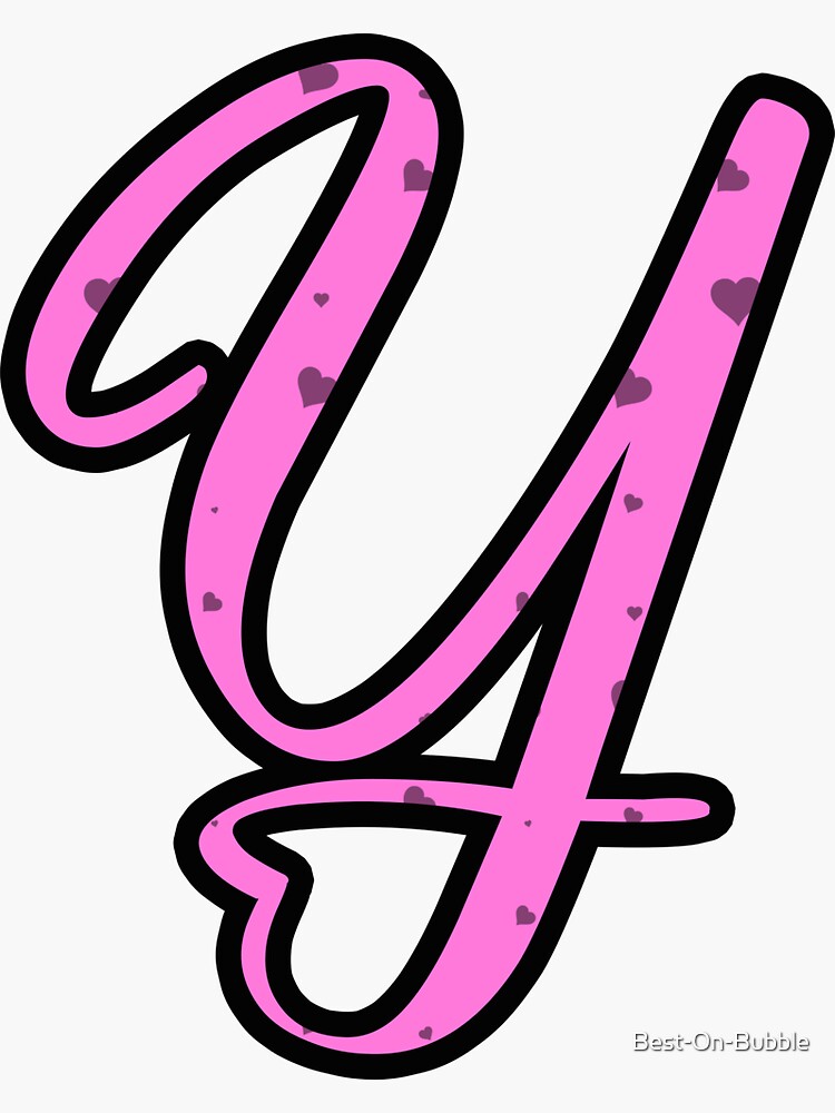 Pegatina «Letra Y - Corazones de amor rosa fuerte - Diseño de nombre de ...