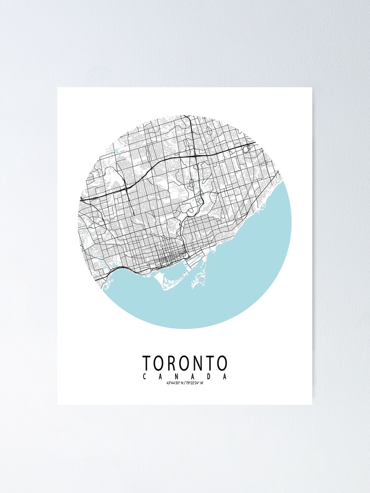 "Toronto City Map of Ontario, Canada - Circle" Poster for Sale by deMAP ...