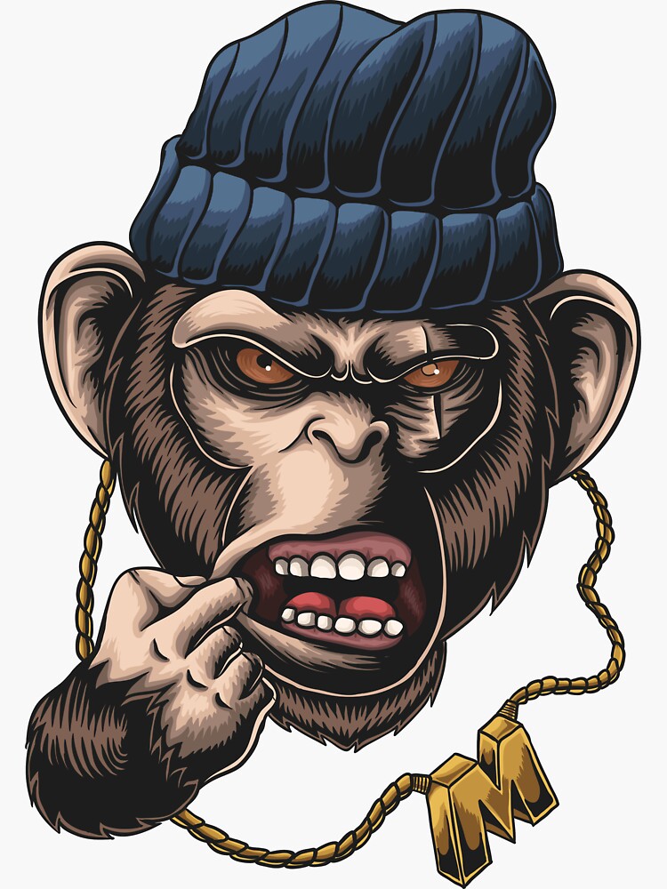 "gangsta monkey" Sticker by Dzonika | Redbubble