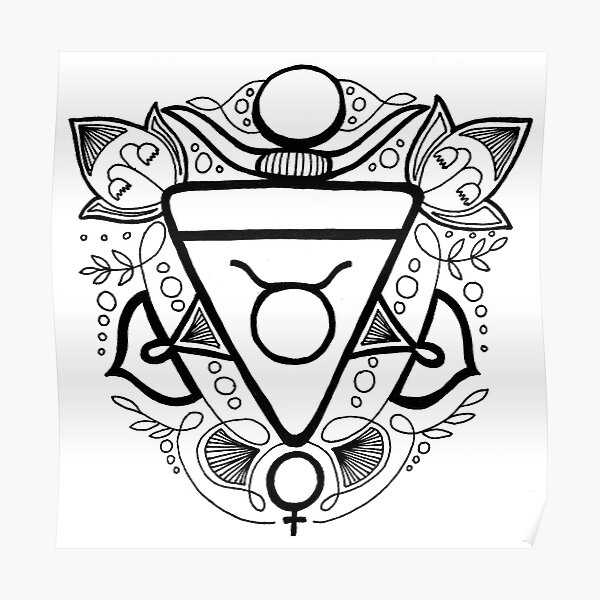 "Taurus Mandala Hand Drawn Ink Design Pagan Zodiac Astrology Star Sign ...