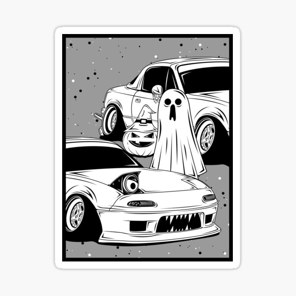 "MX5 MIATA HALLOWEEN" Sticker for Sale by ComicCars-Shop | Redbubble