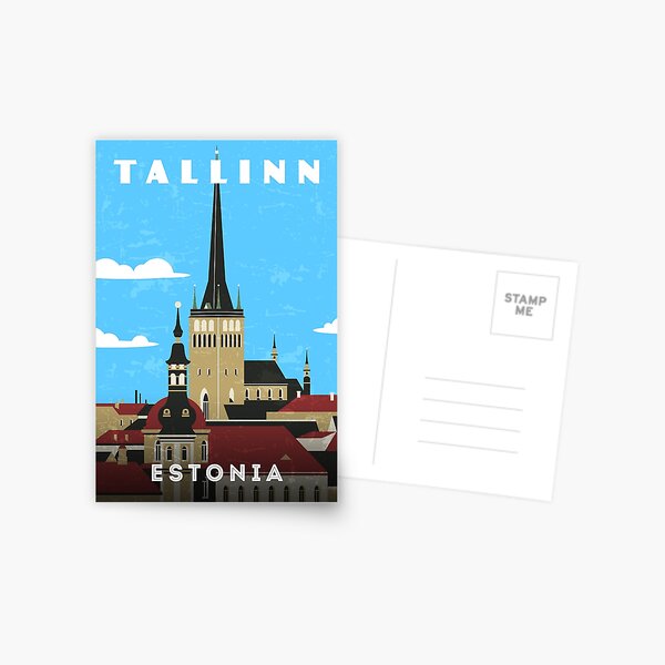 "Tallinn, Estonia - Retro travel minimalist poster" Postcard for Sale ...