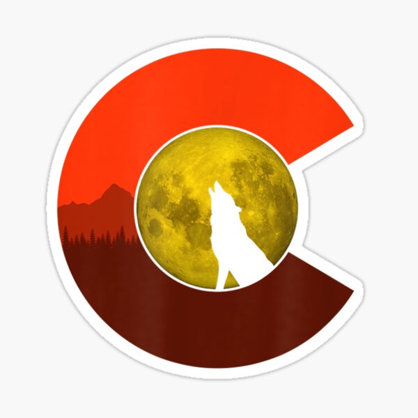 "Colorado Flag Wolf Howling at Moon" Sticker by GouwensRick | Redbubble