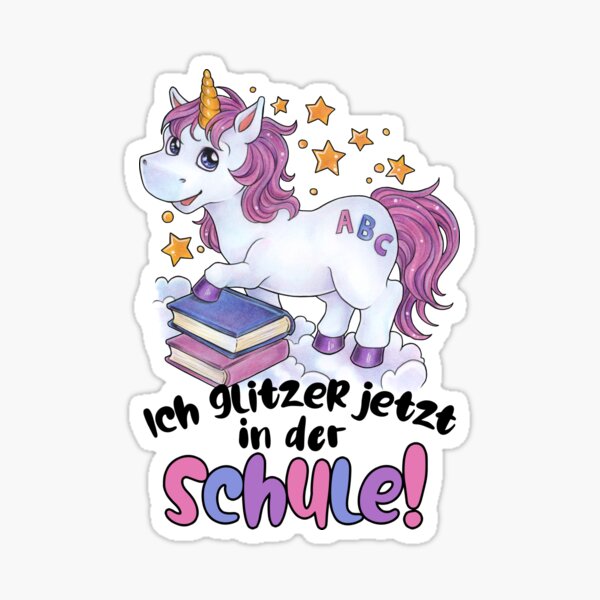 "Cute unicorn sugar bag gift school enrollment" Sticker by ZadzeneaArt ...