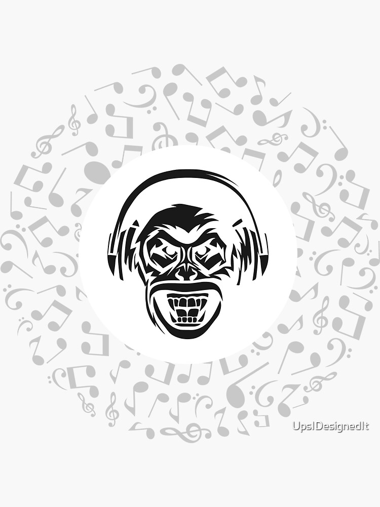 "Music Monkey" Sticker for Sale by UpsIDesignedIt | Redbubble