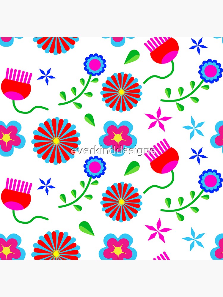 "Fiesta Flowers on white" Sticker by everkinddesigns | Redbubble