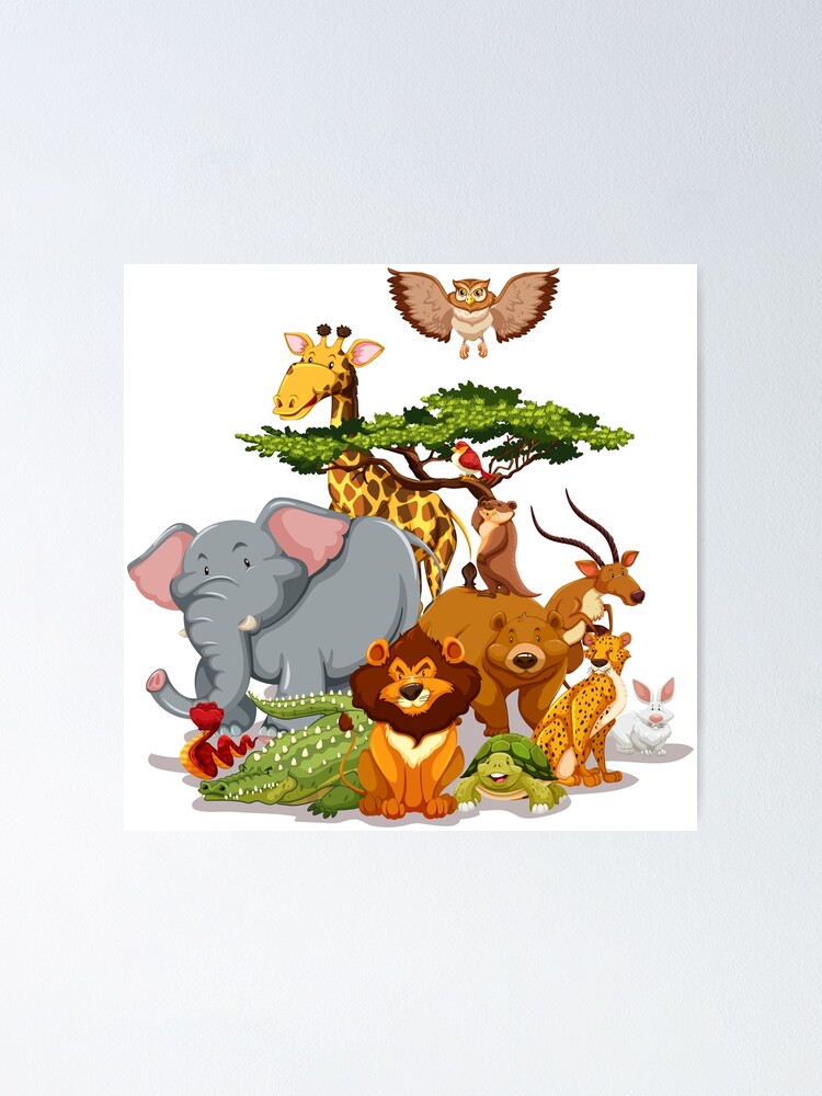 "Jungle Animal Friends" Poster for Sale by Jandsgraphics | Redbubble