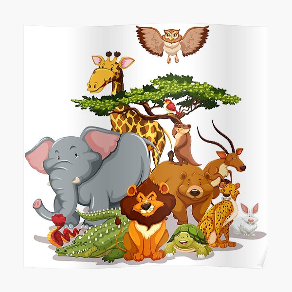 "Jungle Animal Friends" Poster for Sale by Jandsgraphics | Redbubble