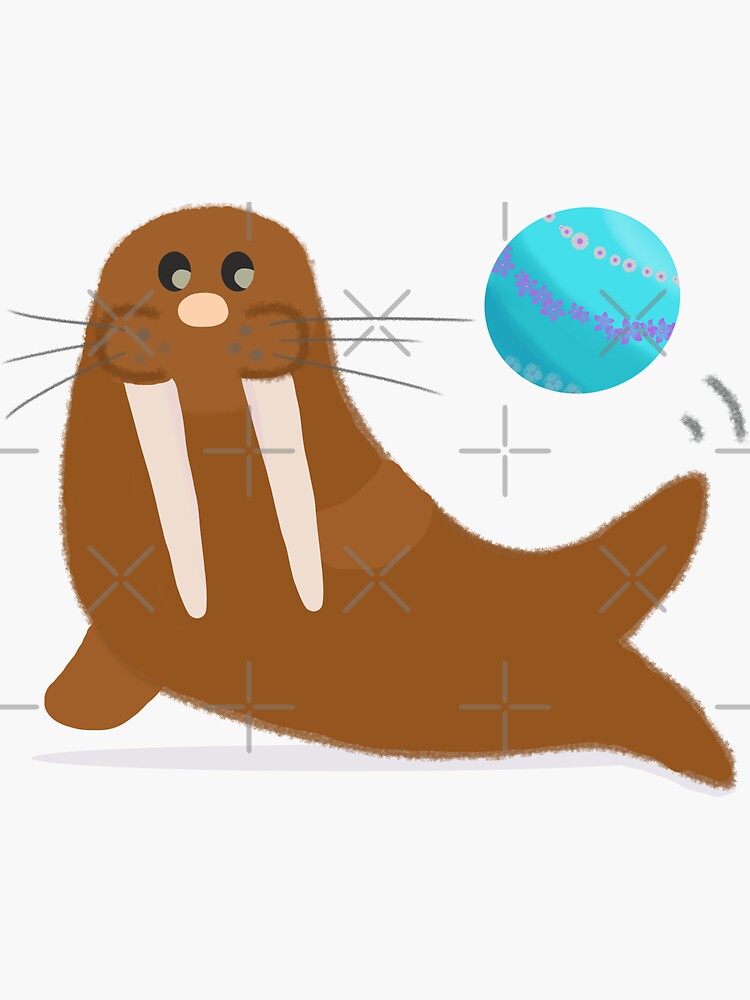 "Walrus Plays Beach Ball" Sticker by MILdecals | Redbubble