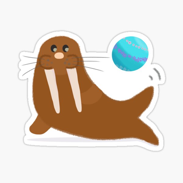 "Walrus Plays Beach Ball" Sticker by MILdecals | Redbubble