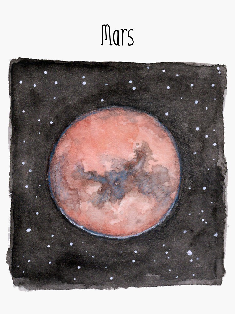 "Mars | The Solar System | Watercolour Painting" Sticker by sophieleigh ...