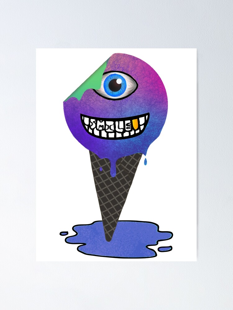 "Melting Hairy Monster Ice Cream Cone" Poster for Sale by YesArtStudios ...