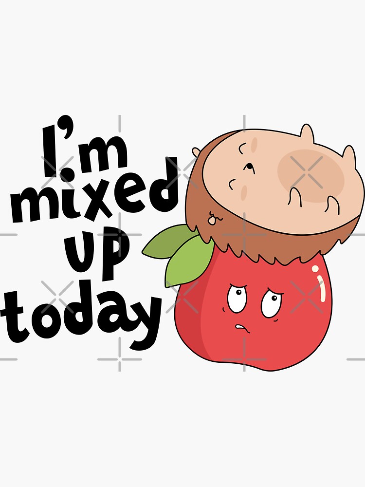 "Cartoon confused apple and hedgehog design" Sticker by high5doodle ...