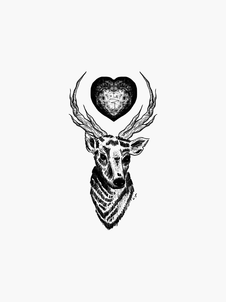 "Louis Tomlinson Stag/Heart Tattoo " Sticker by wyndesigns | Redbubble