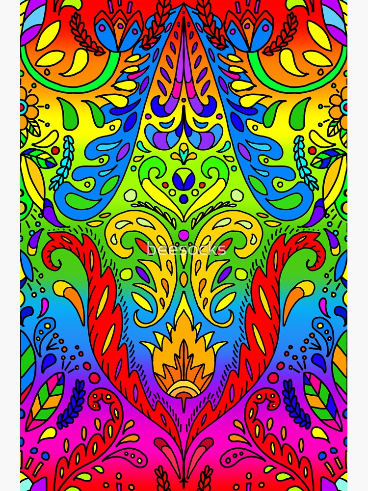 "Rainbow Damask" Sticker for Sale by beesocks | Redbubble