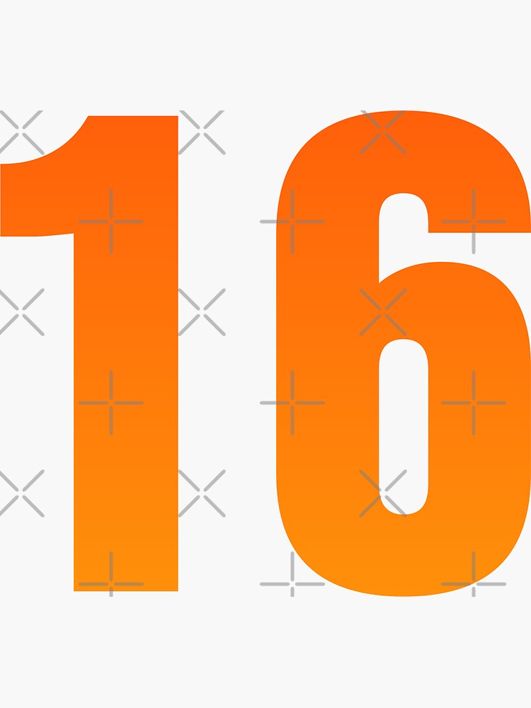"Sports Team Number Sixteen 16" Sticker by Nenicute | Redbubble