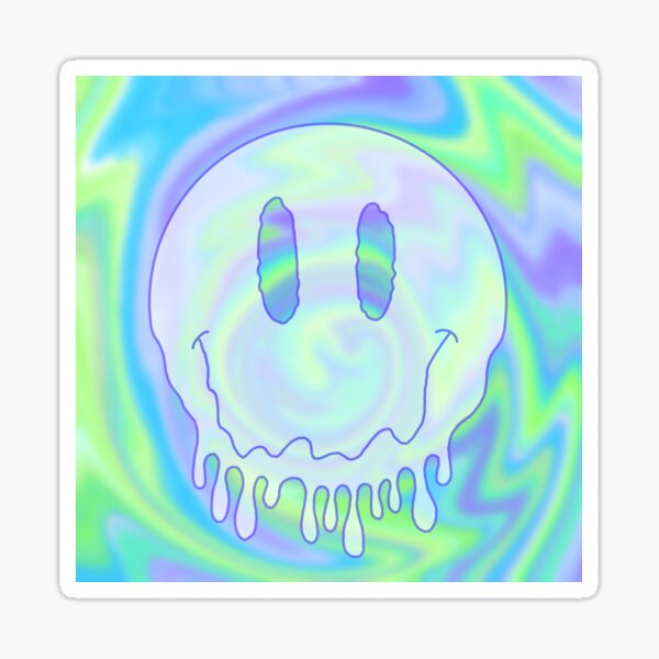 "melty trippy smiley" Sticker by zozizzle | Redbubble
