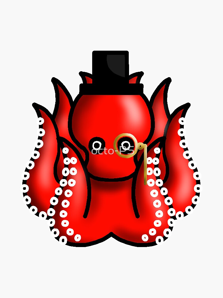 "red professor octopus" Sticker by octo-PS | Redbubble